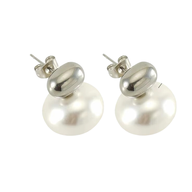 17mm Pearl Stud Silver – Aubrey Adele