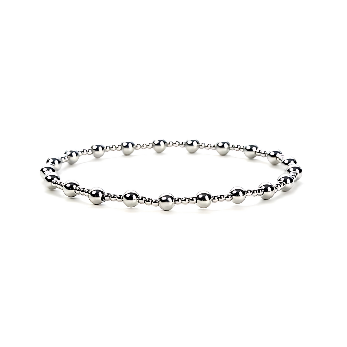 2mm & 4mm Bead Bracelet Silver – Aubrey Adele