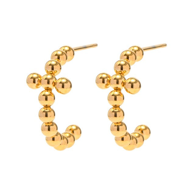 Beaded Cross Huggie – Aubrey Adele