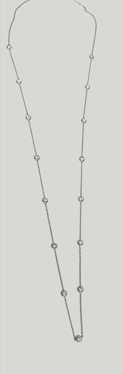 Diamond (Simulated) Bezel Long Silver – Aubrey Adele