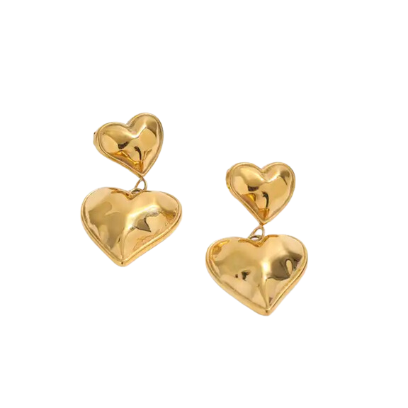 Puffy Double Heart Earrings – Aubrey Adele