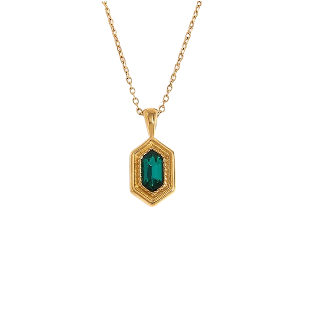 Green Hexagon Necklace – Aubrey Adele