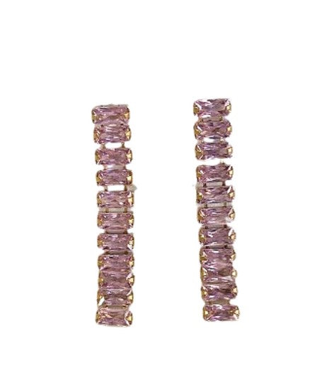 Pink Baguette Waterfall Earrings – Aubrey Adele