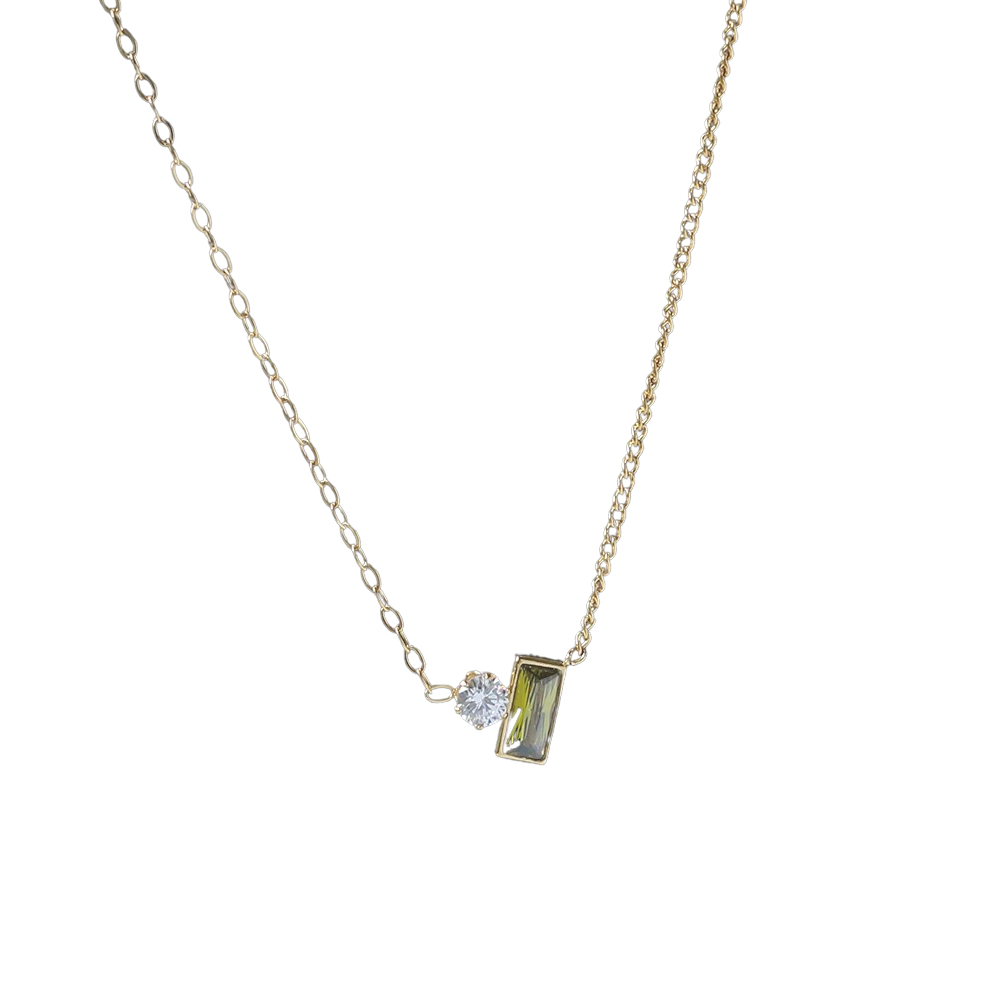 Peridot & Diamond (sim) Necklace – Aubrey Adele