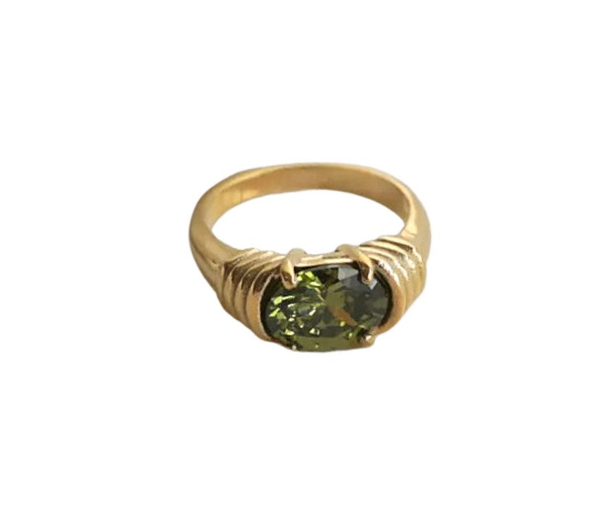 Oval Peridot (Simulated) Ring – Aubrey Adele