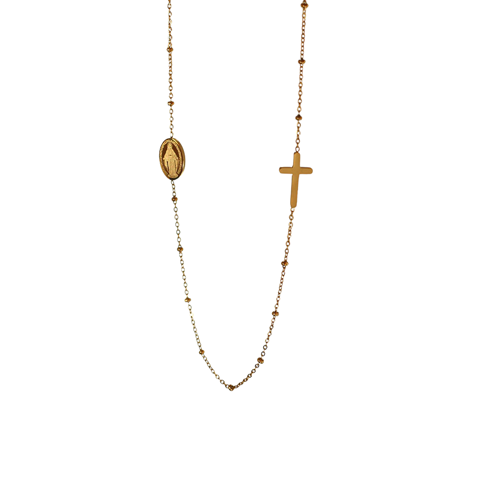Virgin Mary and Cross on Beaded Chain – Aubrey Adele